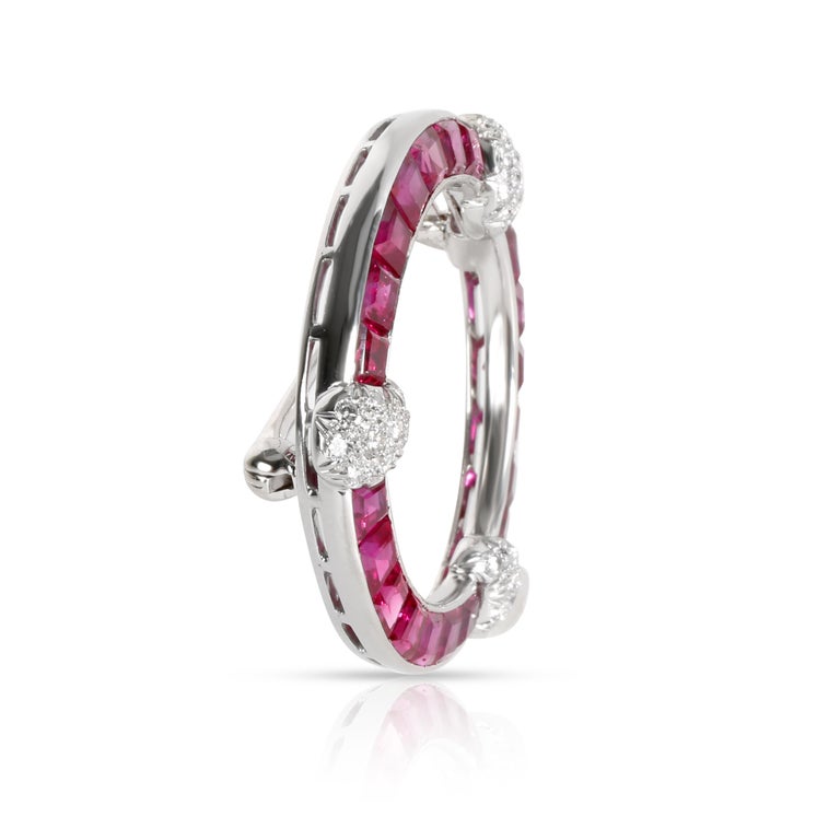 Tiffany and Co. Vintage Ruby and Diamond Circle Brooch in Platinum 0.36 ...