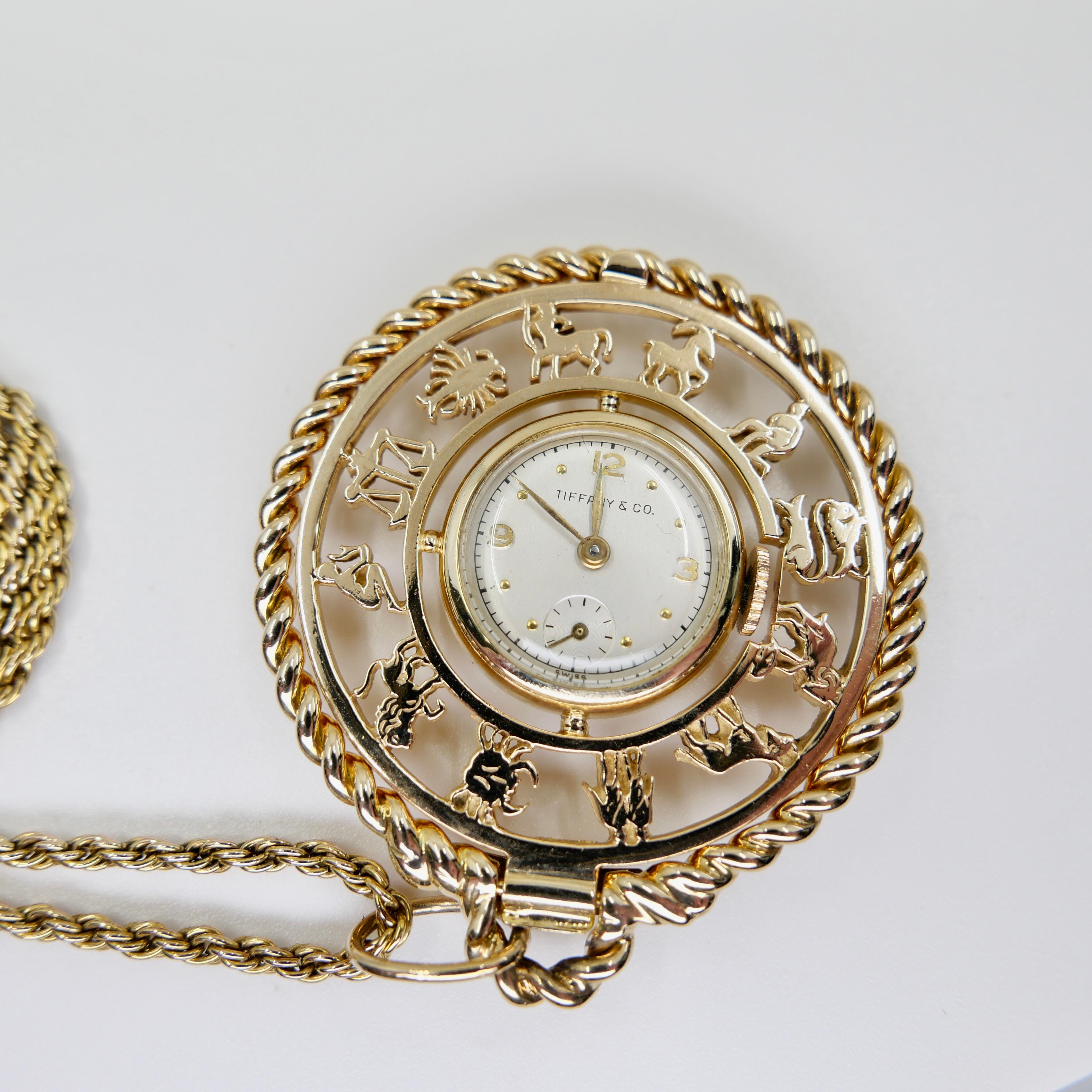Tiffany and Co Vintage Solid 14k Zodiac Pendant Watch Movement by ...