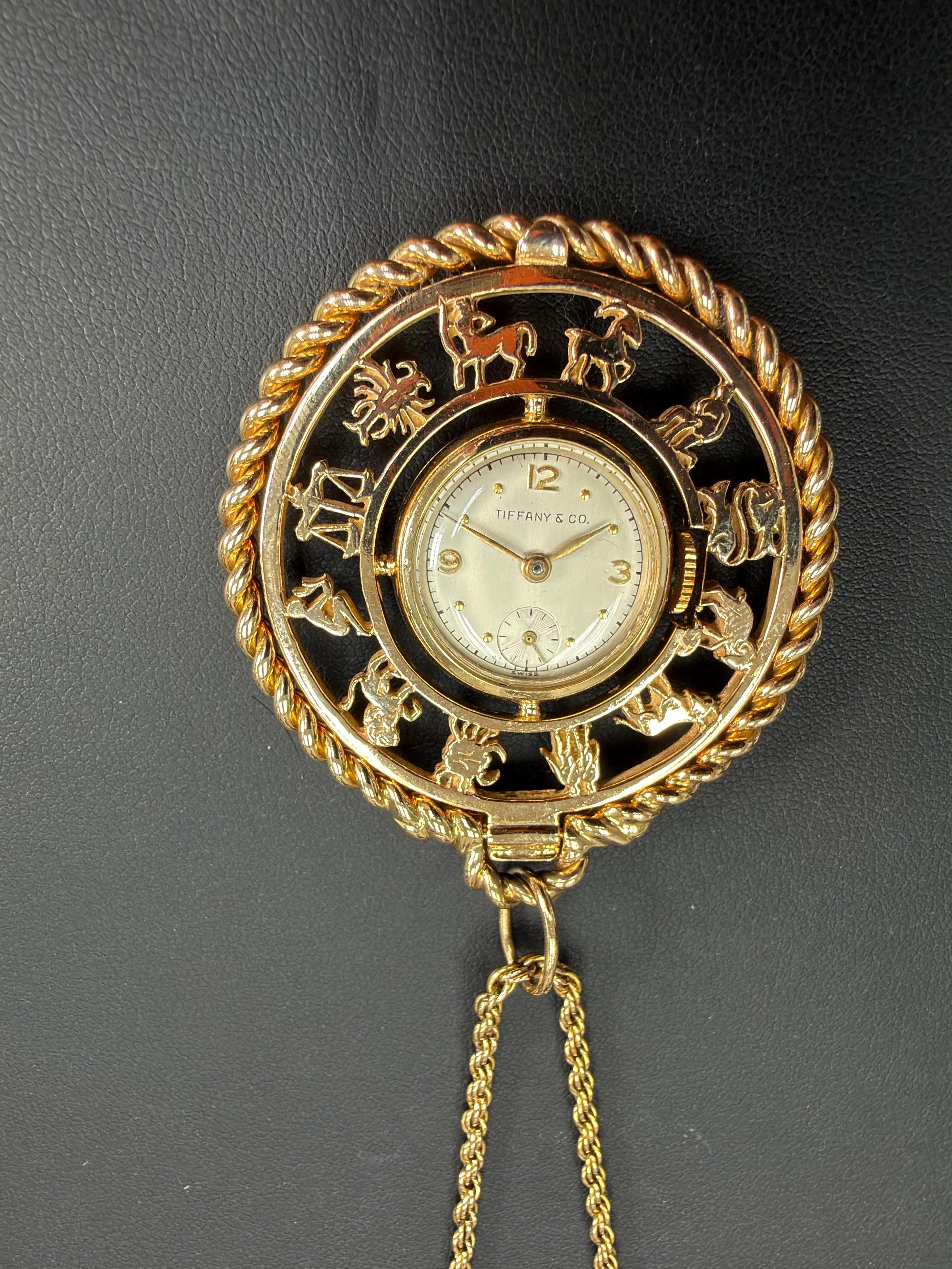 Tiffany and Co Vintage Solid 14k Zodiac Pendant Watch Movement by ...