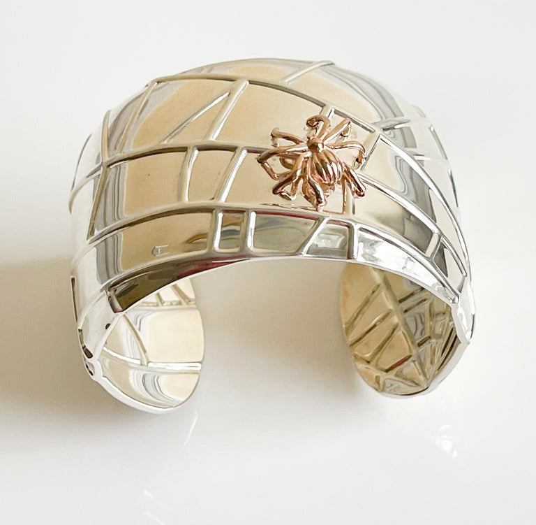 Tiffany and Co. Vintage Spider Sterling Silver and 18k Cuff Bracelet ...