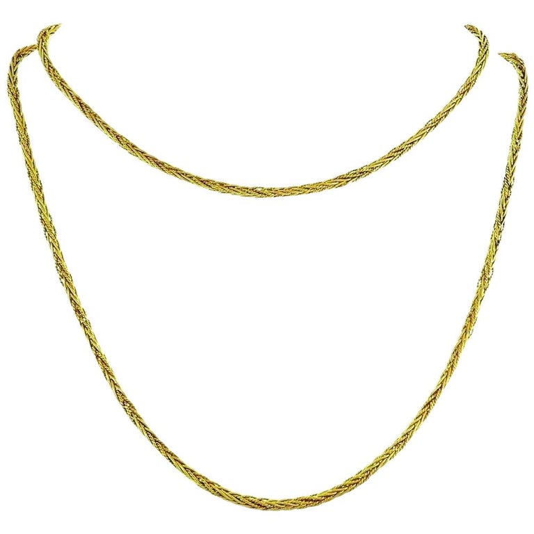 Tiffany and Co. Vintage Yellow Gold Wheat Chain Necklace at 1stDibs ...