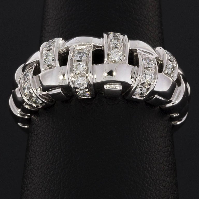 Tiffany and Co. White Gold Diamond Ladies Basket Weave Ring For Sale at ...