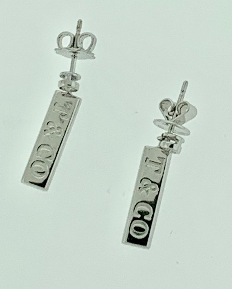 Tiffany and Co. White Gold Signature Logo Diamond Bar Dangle Earrings ...