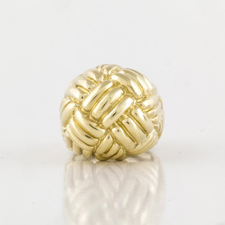 Tiffany and Co. Woven Pattern Dome Ring in 18K Gold For Sale at 1stDibs
