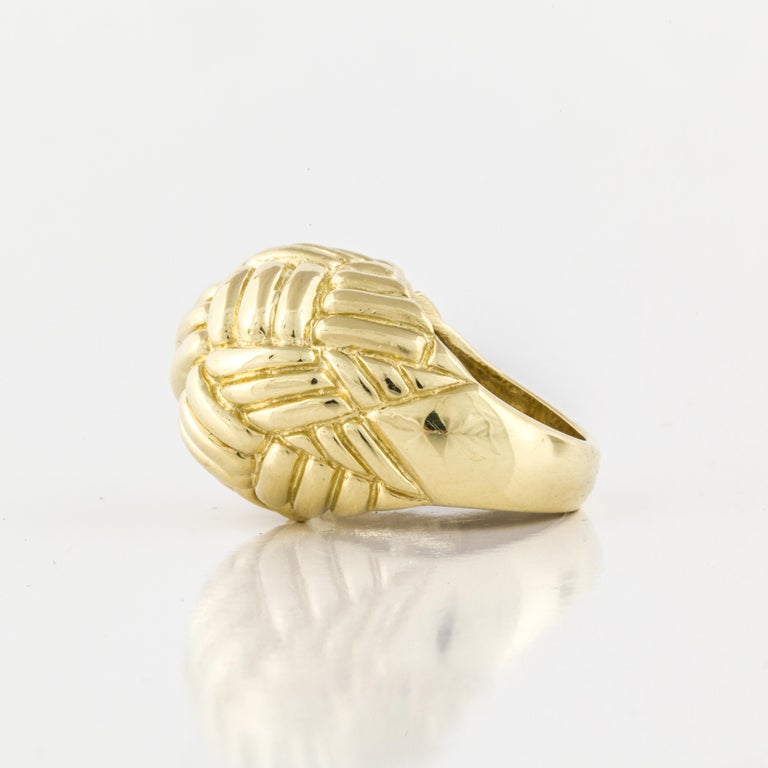 Tiffany and Co. Woven Pattern Dome Ring in 18K Gold For Sale at 1stDibs