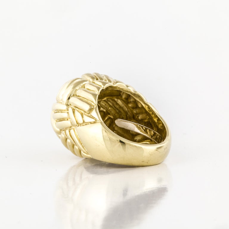 Tiffany and Co. Woven Pattern Dome Ring in 18K Gold For Sale at 1stDibs