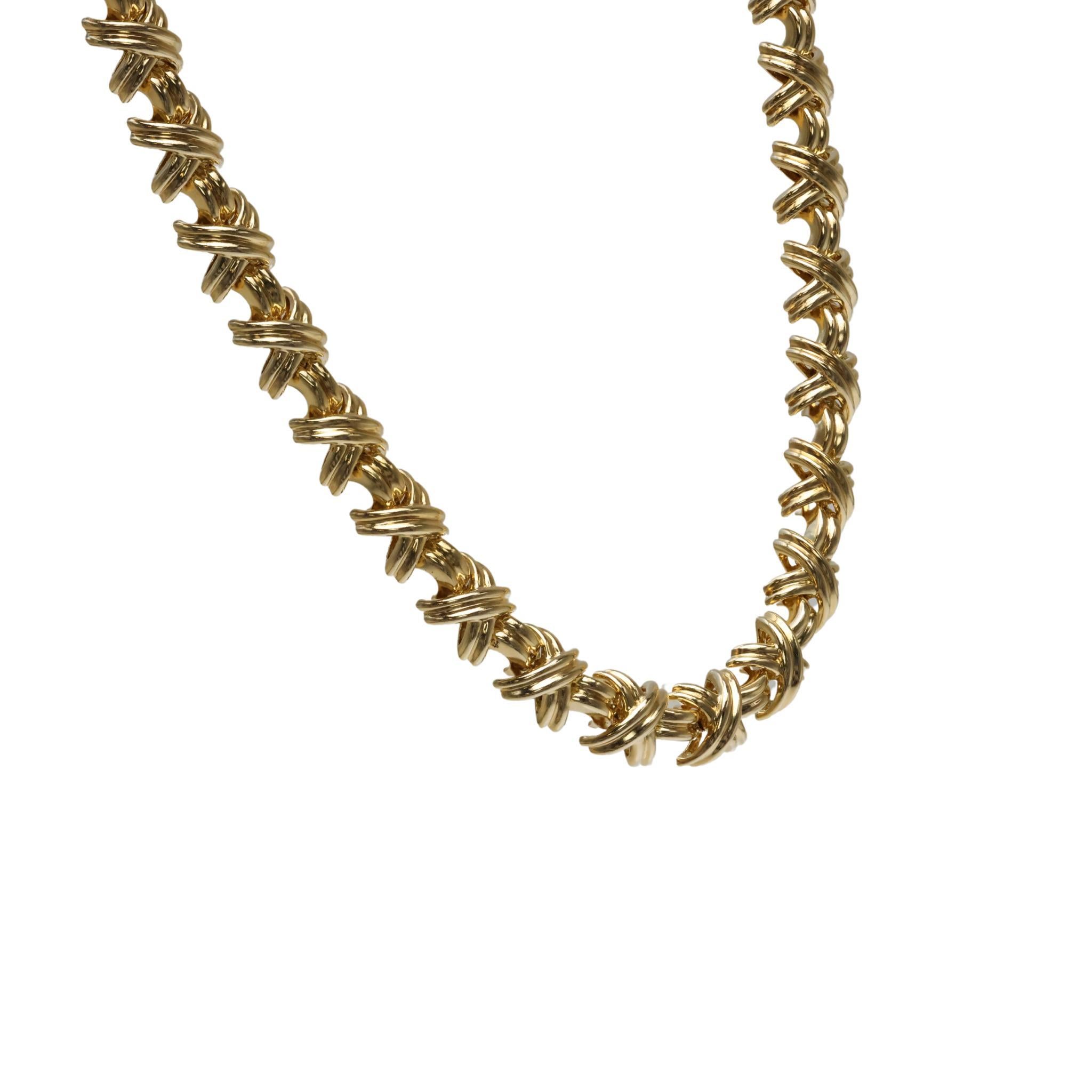 Tiffany and Co. X Link Necklace in 18k Yellow Gold For Sale at 1stDibs