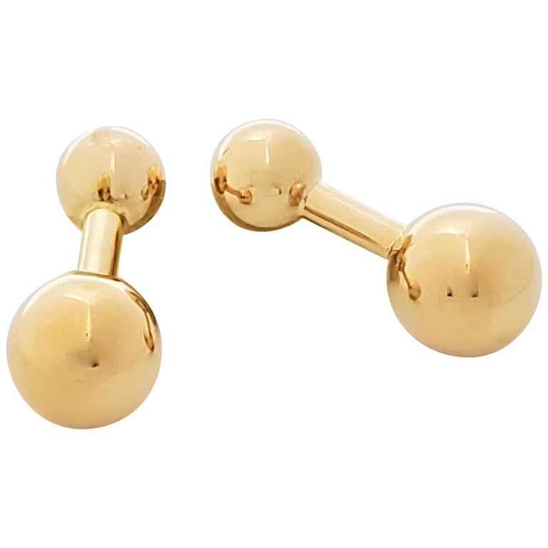 Tiffany and Co. Yellow Gold Barbell Cufflinks at 1stDibs