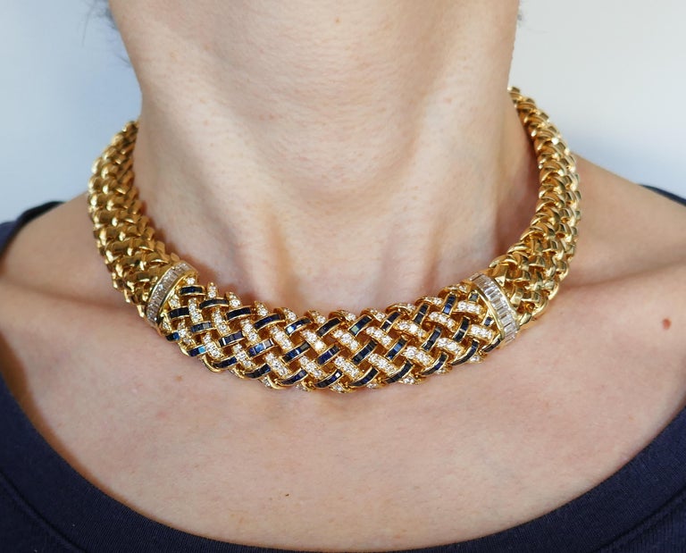 Tiffany and Co. Yellow Gold Collar Necklace Choker with Diamond ...