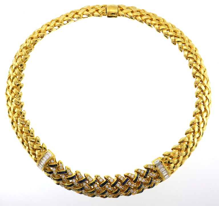 Tiffany and Co. Yellow Gold Collar Necklace Choker with Diamond ...