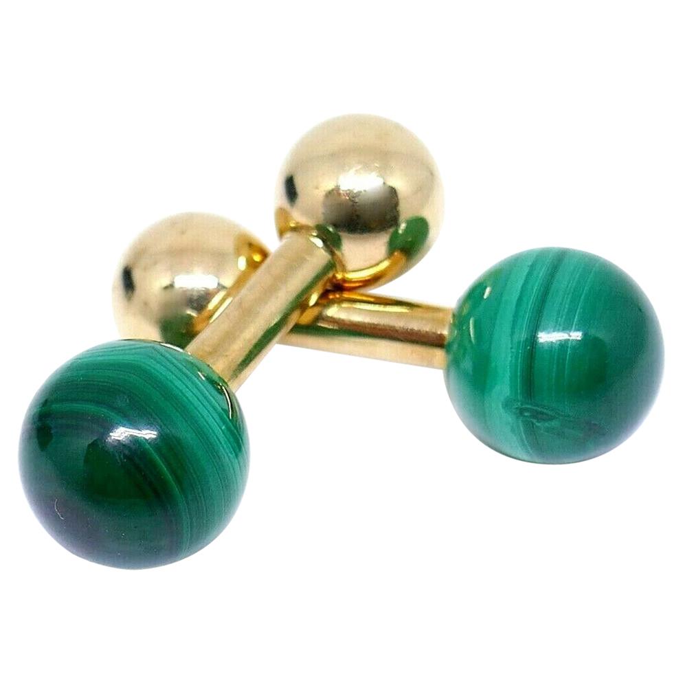 Tiffany and Co. Yellow Gold Malachite Cufflinks at 1stDibs