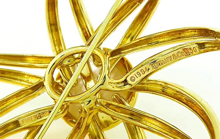 Tiffany and Co. Yellow Gold Pearl Fireworks Pin For Sale at 1stDibs
