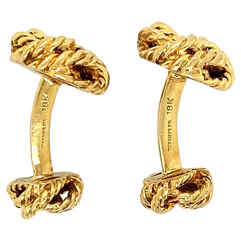 Tiffany and Co. Yellow Gold Rope Cufflinks For Sale at 1stDibs