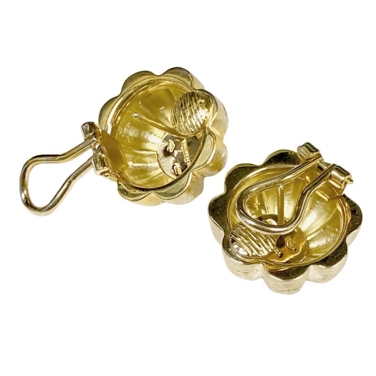 Tiffany and Co. Yellow Gold Sea Creature Textured Dome Earrings at 1stDibs