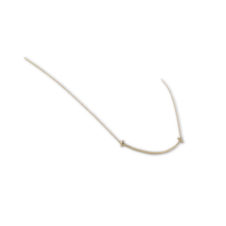Tiffany and Co. Yellow Gold Smile Pendant Necklace at 1stDibs