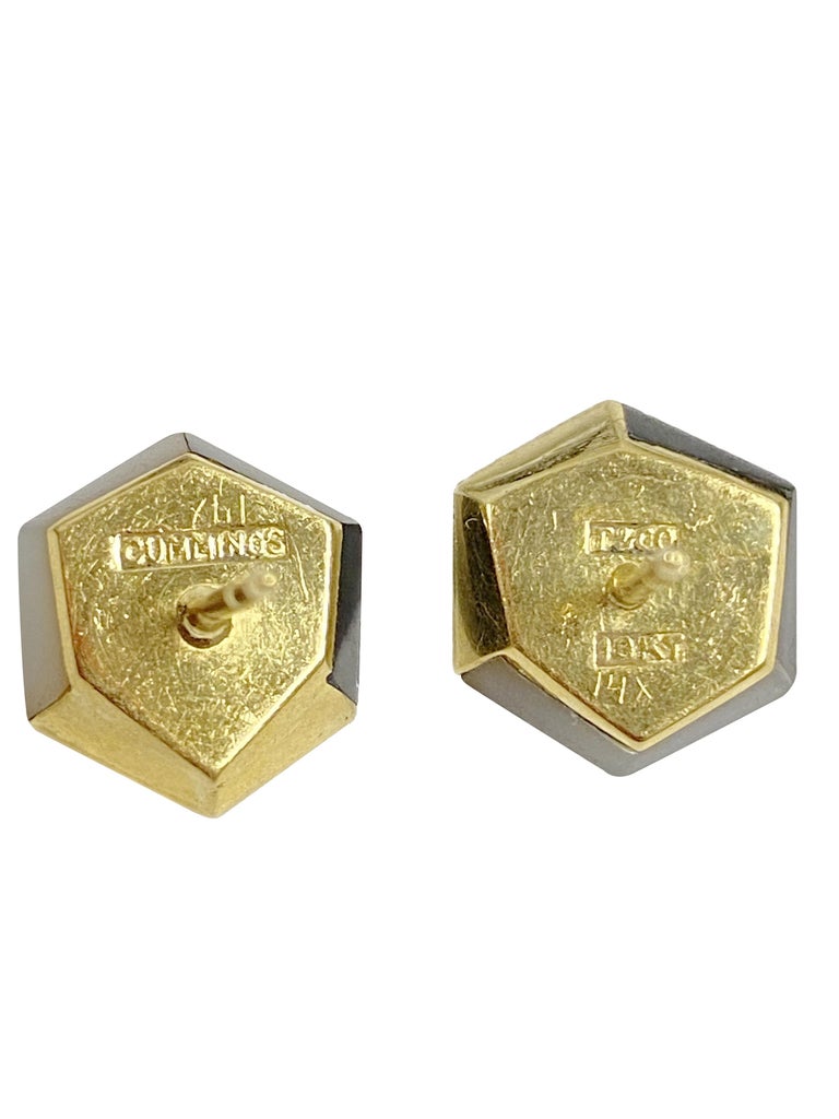 Tiffany and Co. Gold and Stone Inlay Illusion Earrings For Sale at 1stDibs