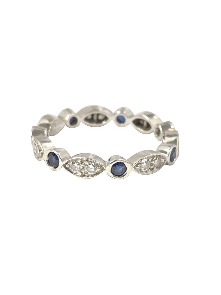Tiffany and Co. Jazz Collection Platinum Diamond Sapphire Band Ring at 1stDibs | tiffany jazz ...
