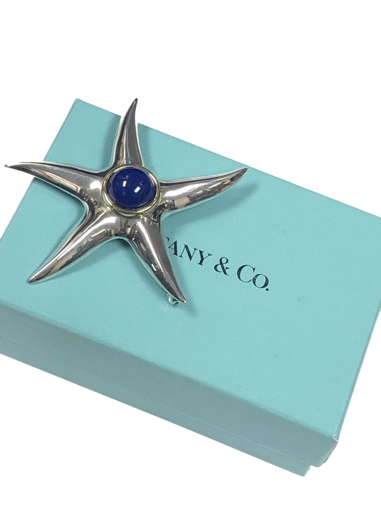 Tiffany and Company Silver Gold and Lapis Starfish Brooch For Sale at ...