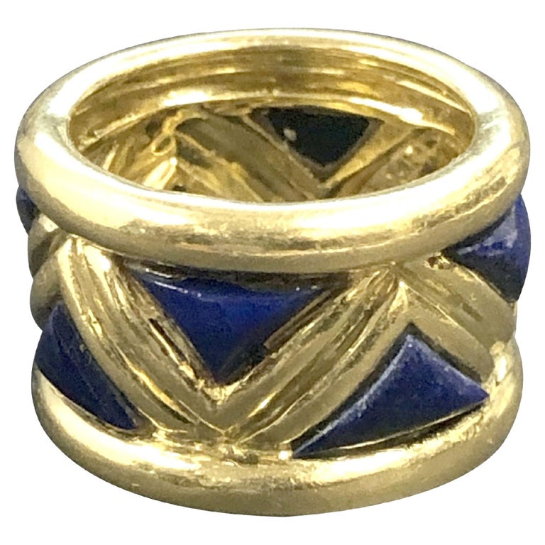 Tiffany and Company Vintage Yellow Gold and Lapis Lazuli Band Ring at ...