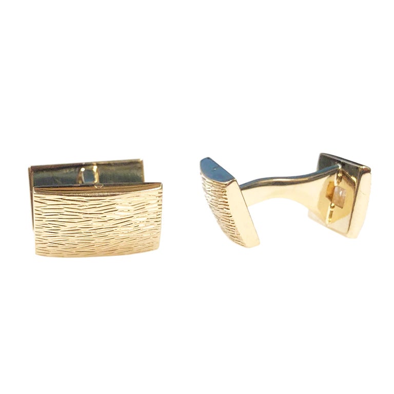 Tiffany and Co. Yellow Gold and Square Cut Diamond Cufflinks For Sale ...