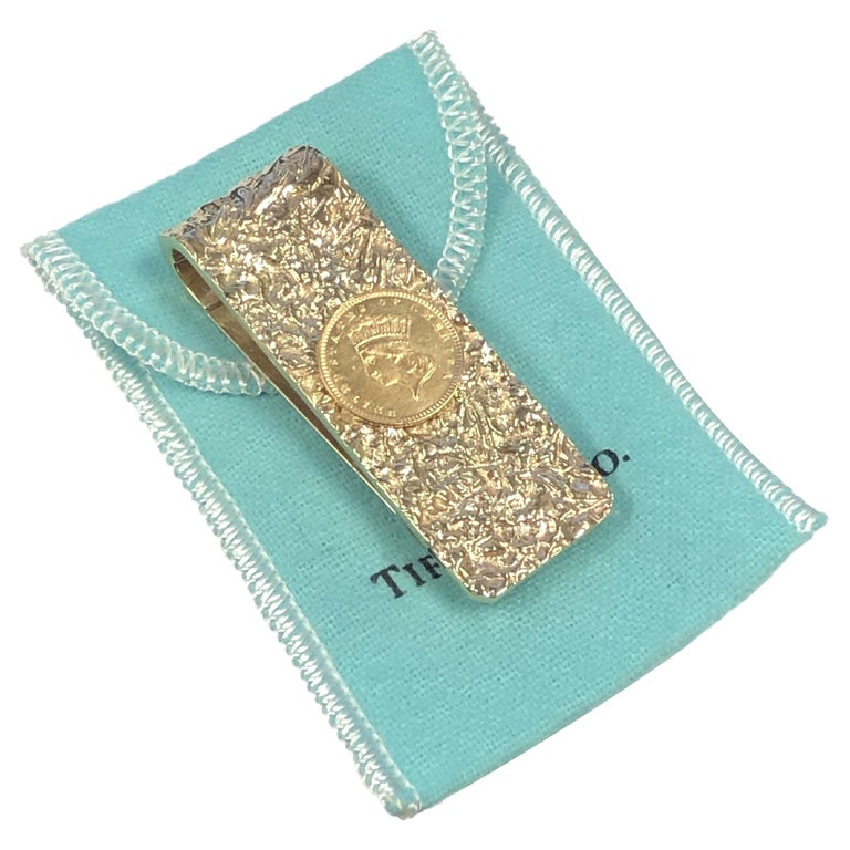 Tiffany and Company Pince à billets en or jaune avec pièce d'or ...