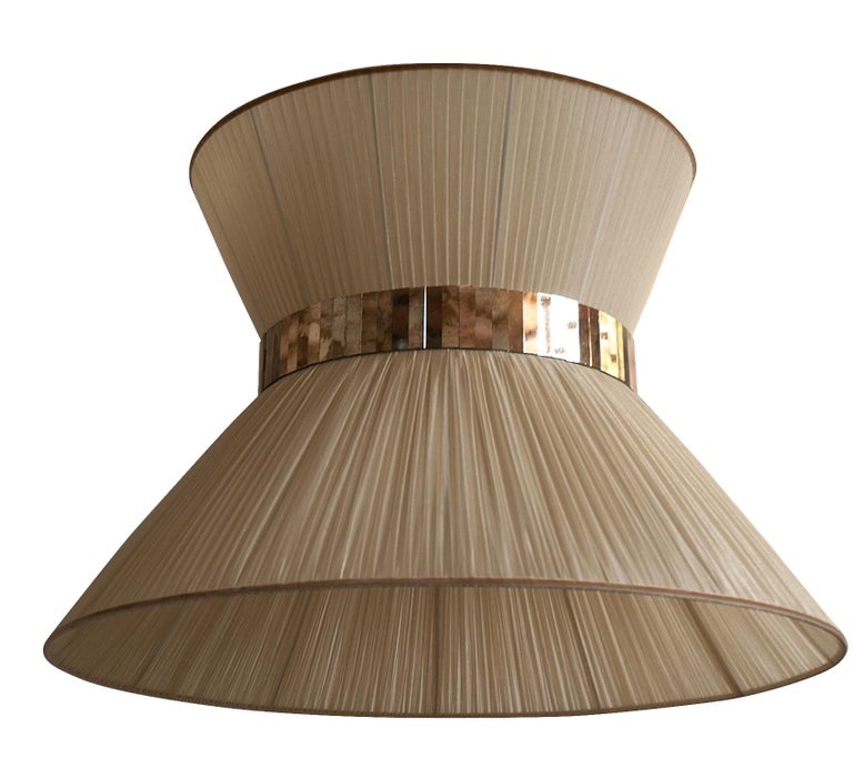 Tiffany contemporary Hanging Lamp 60 cm blue Silk Silvered Glass ...