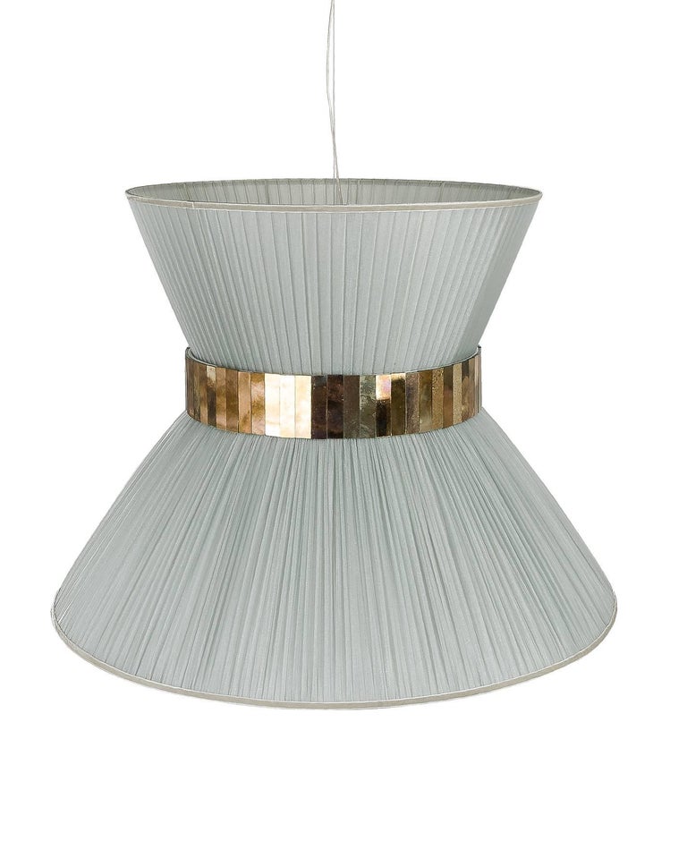 Tiffany Contemporary Hanging Lamp 80cm, Silver Silk Silvered Glass ...