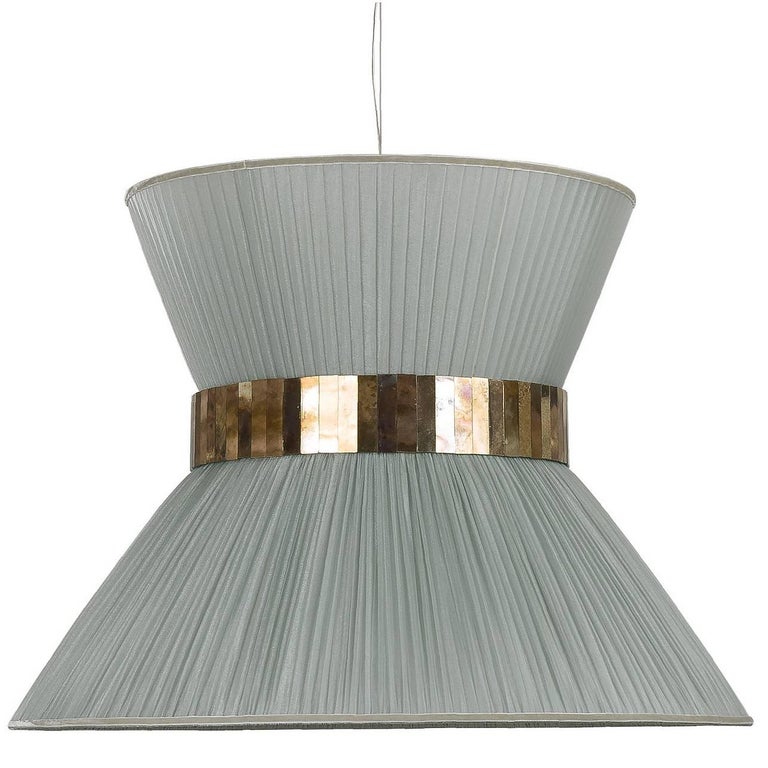 Tiffany Contemporary Hanging Lamp 80cm, Silver Silk Silvered Glass ...