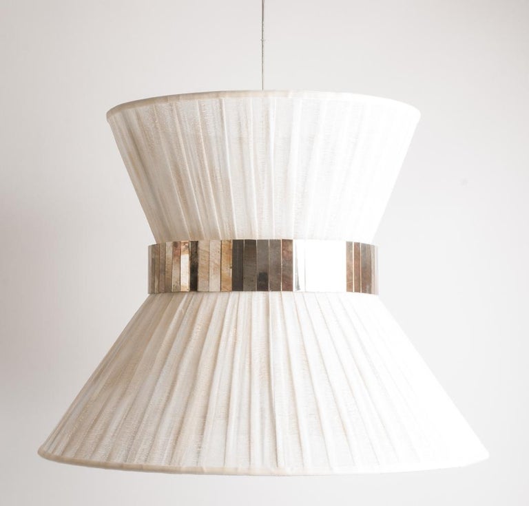 Tiffany Contemporary Hanging 80 Lamp Ivory Hand Paint Gauze Silvered ...