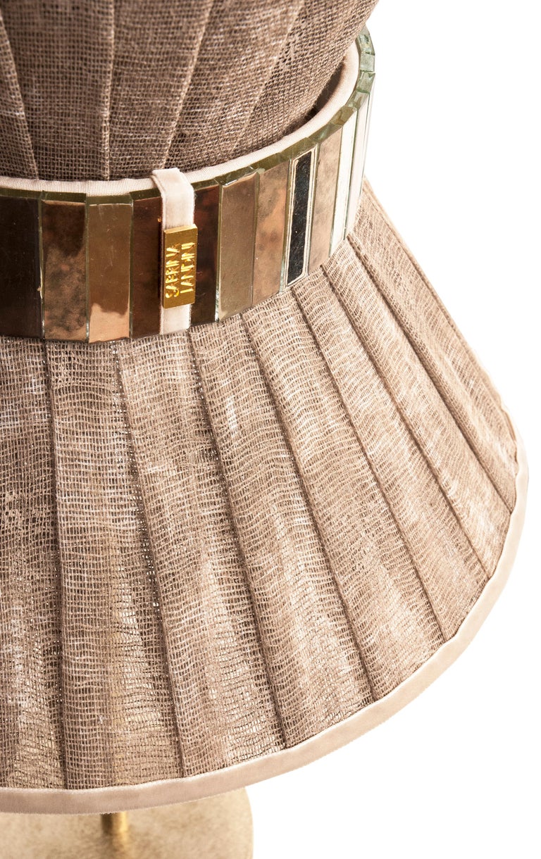 Tiffany Contemporary Table Lamp 23 Beige Paint Gauze Silvered Glass ...