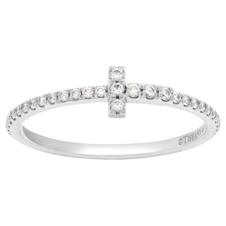 Tiffany and Co.T Diamond Wire Band Ring in 18k White Gold at 1stDibs