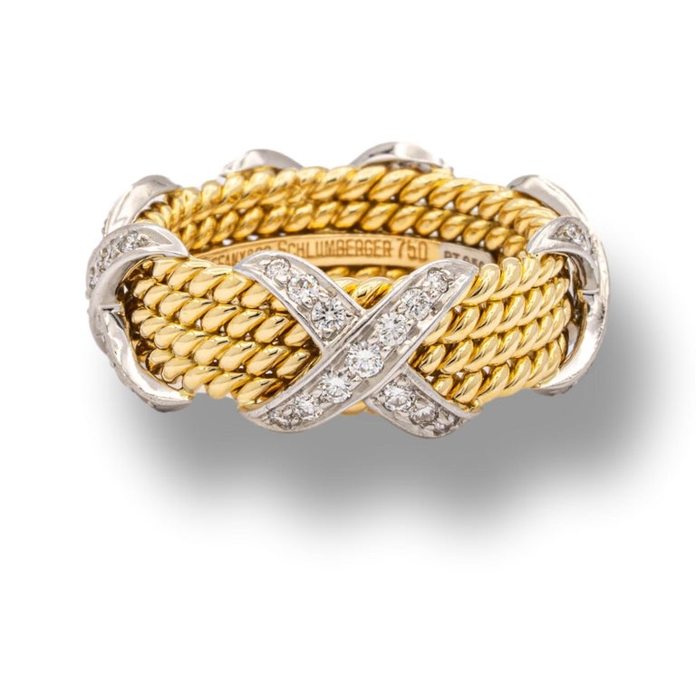 Tiffany and Co. Vintage Schlumberger X 4 Row Rope Ring in 18k and ...