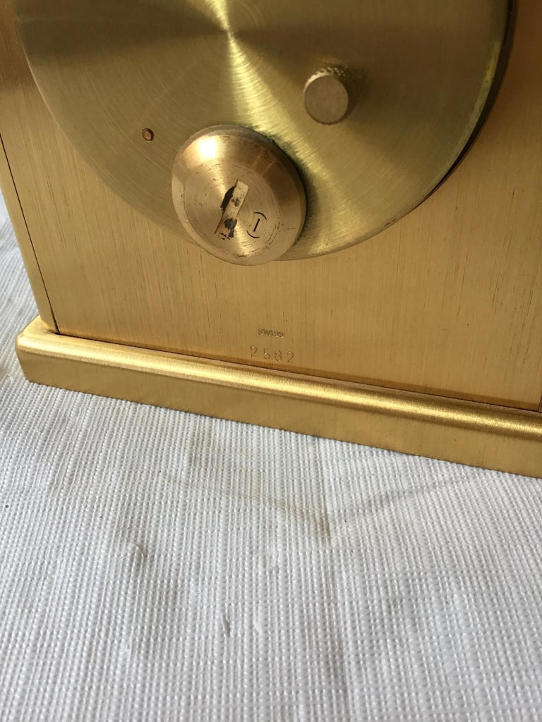 Tiffany Solid Brass Swiss Desk Clock at 1stDibs