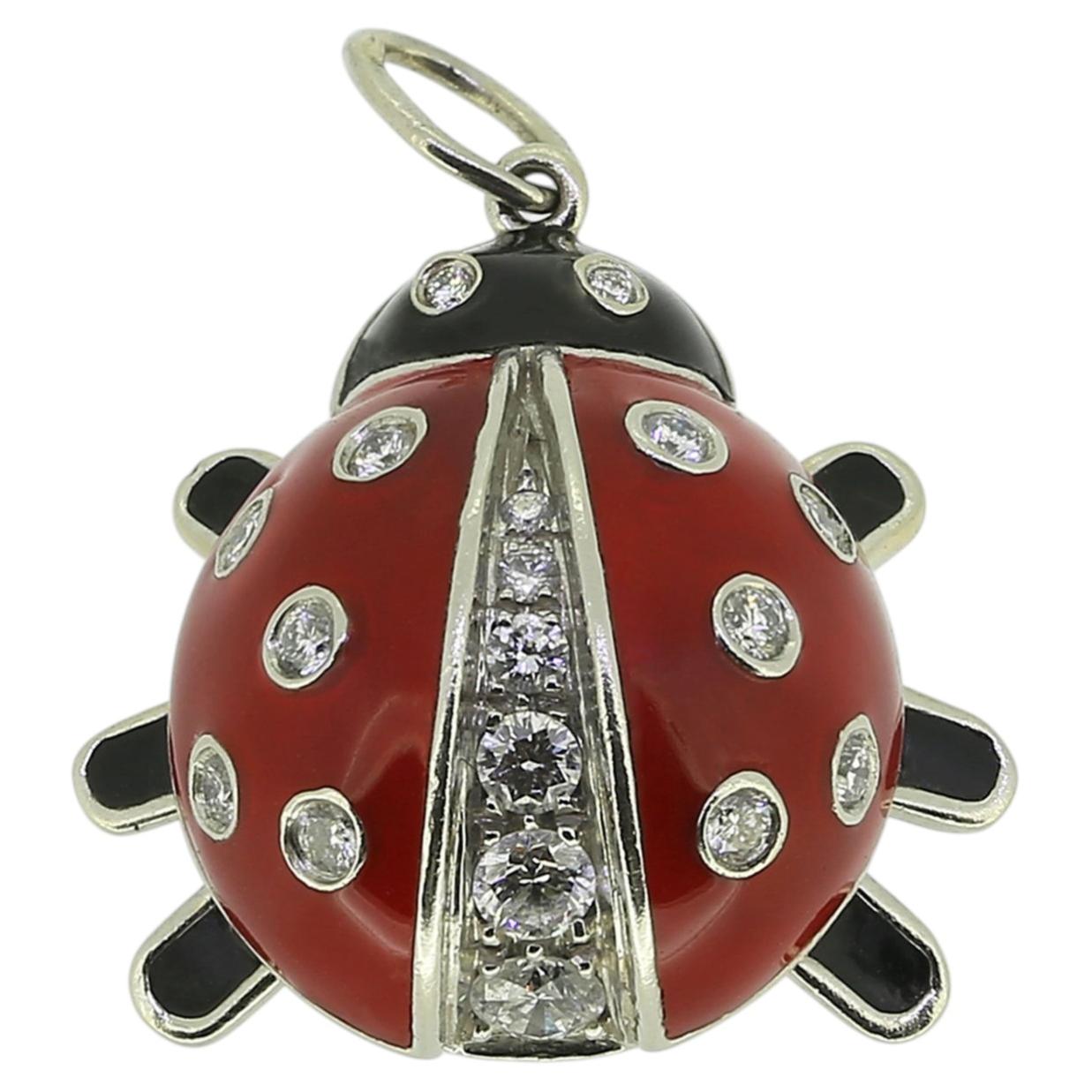 Faye Kim 18K Gold and Diamond Ladybug Charm Necklace For Sale at ...