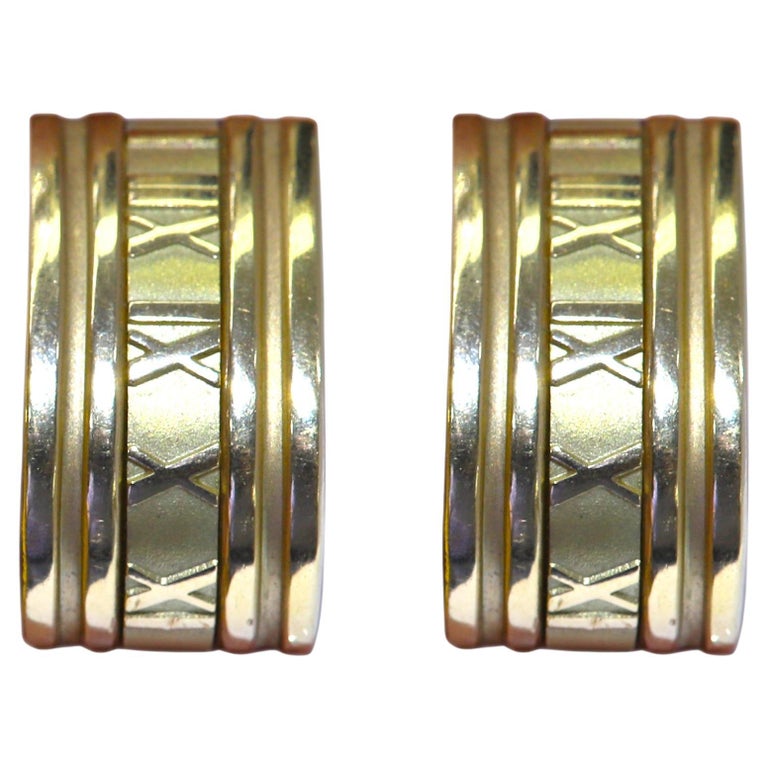 Tiffany and Co. Earrings Roman Numerical 18 Karat Yellow Gold For Sale ...