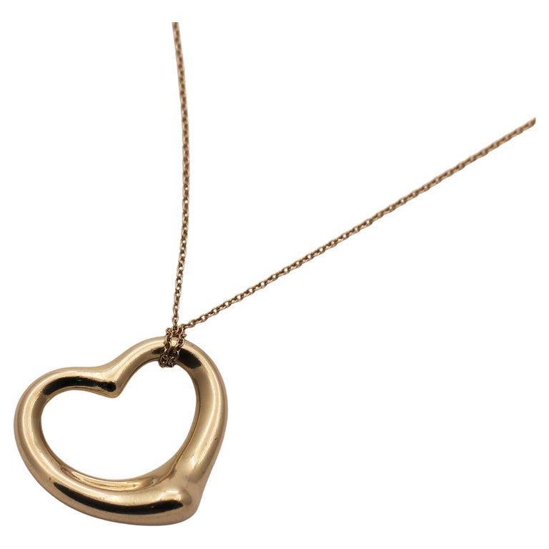 Tiffany "Elsa Peretti" Open Heart Pendant on 18k Tiffany Cable Link ...