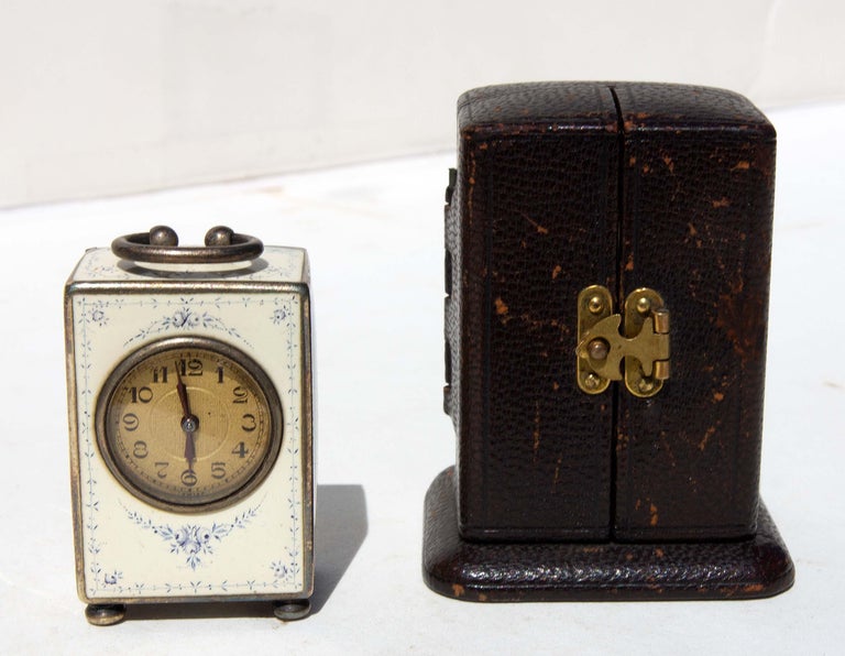 Tiffany Enameled Sterling Silver Travel Clock at 1stDibs
