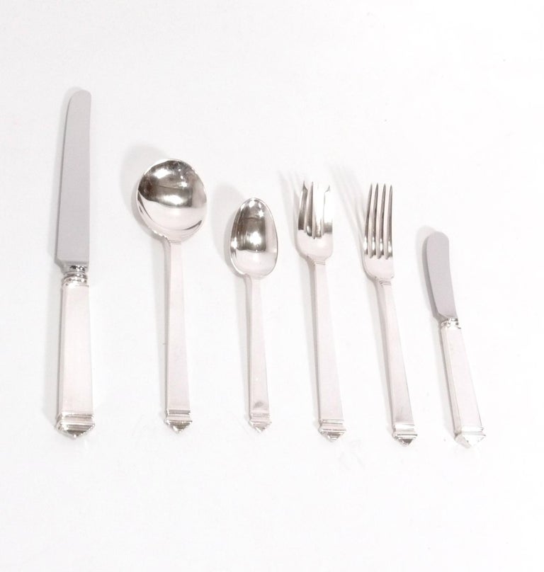 Tiffany Hampton Pattern Sterling Silver Flatware Large 96 Piece Set For ...