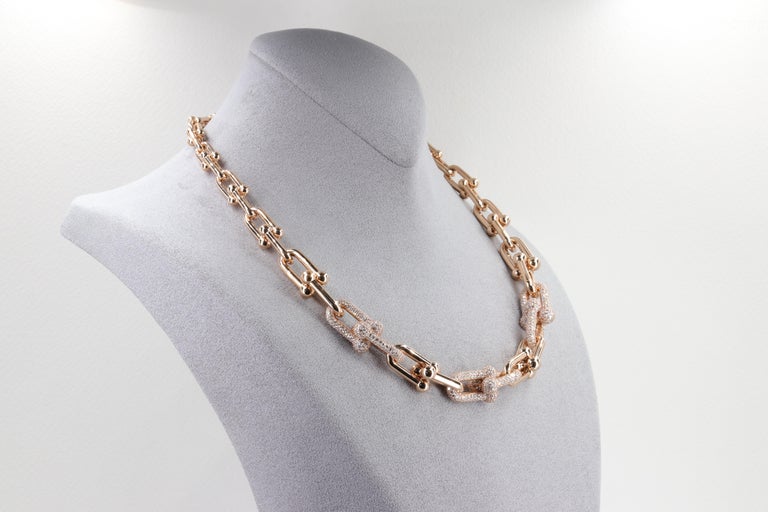 Tiffany and Co. HardWear Graduated Link Necklace in 18k Rose Gold w ...