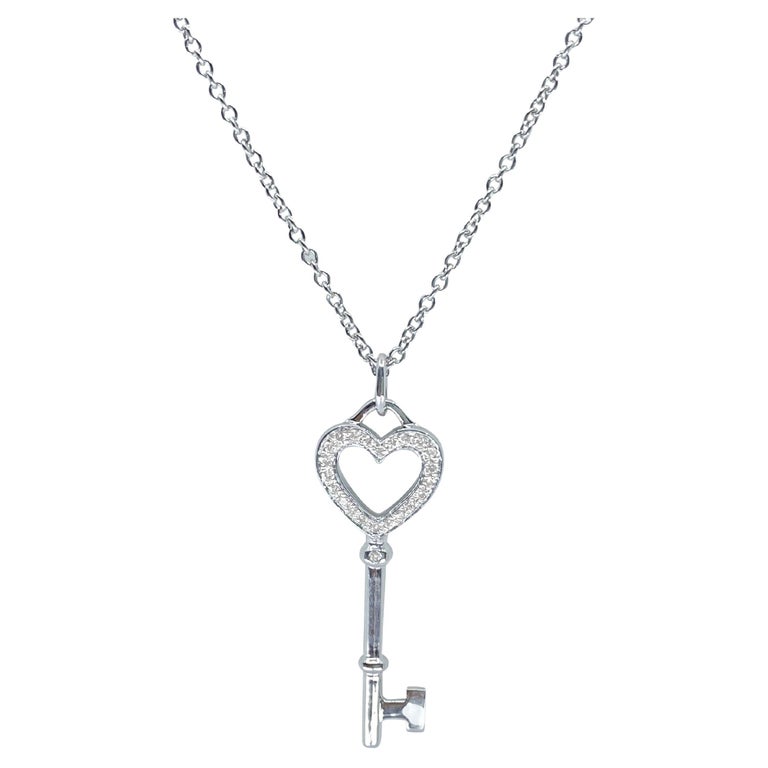 Tiffany Heart Key in White Gold with Diamonds For Sale at 1stDibs