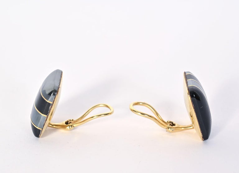 Tiffany Hematite and Black Jade Fraternal Twin Earrings For Sale at 1stDibs