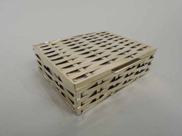Tiffany Italian Modern Woven Gilt Sterling Silver Box For Sale at 1stDibs