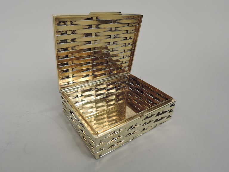 Tiffany Italian Modern Woven Gilt Sterling Silver Box For Sale at 1stDibs