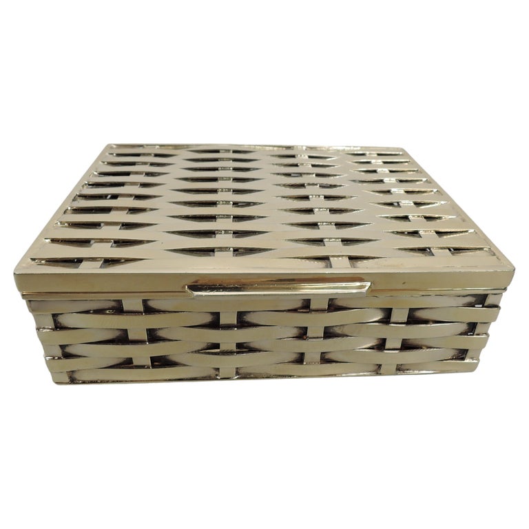 Tiffany Italian Modern Woven Gilt Sterling Silver Box For Sale at 1stDibs