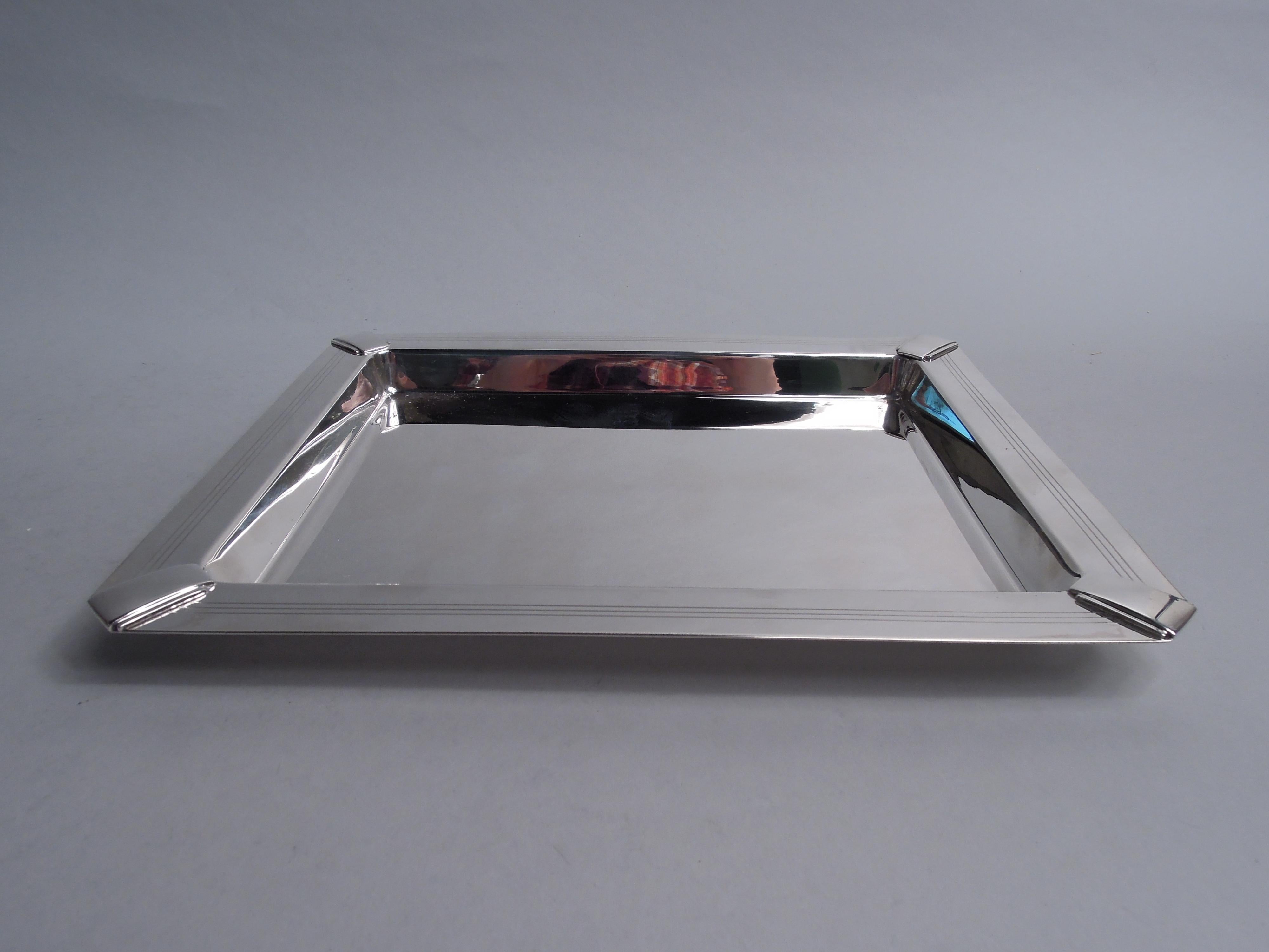 Tiffany Italian Retro Deco Sterling Silver Tray For Sale at 1stDibs