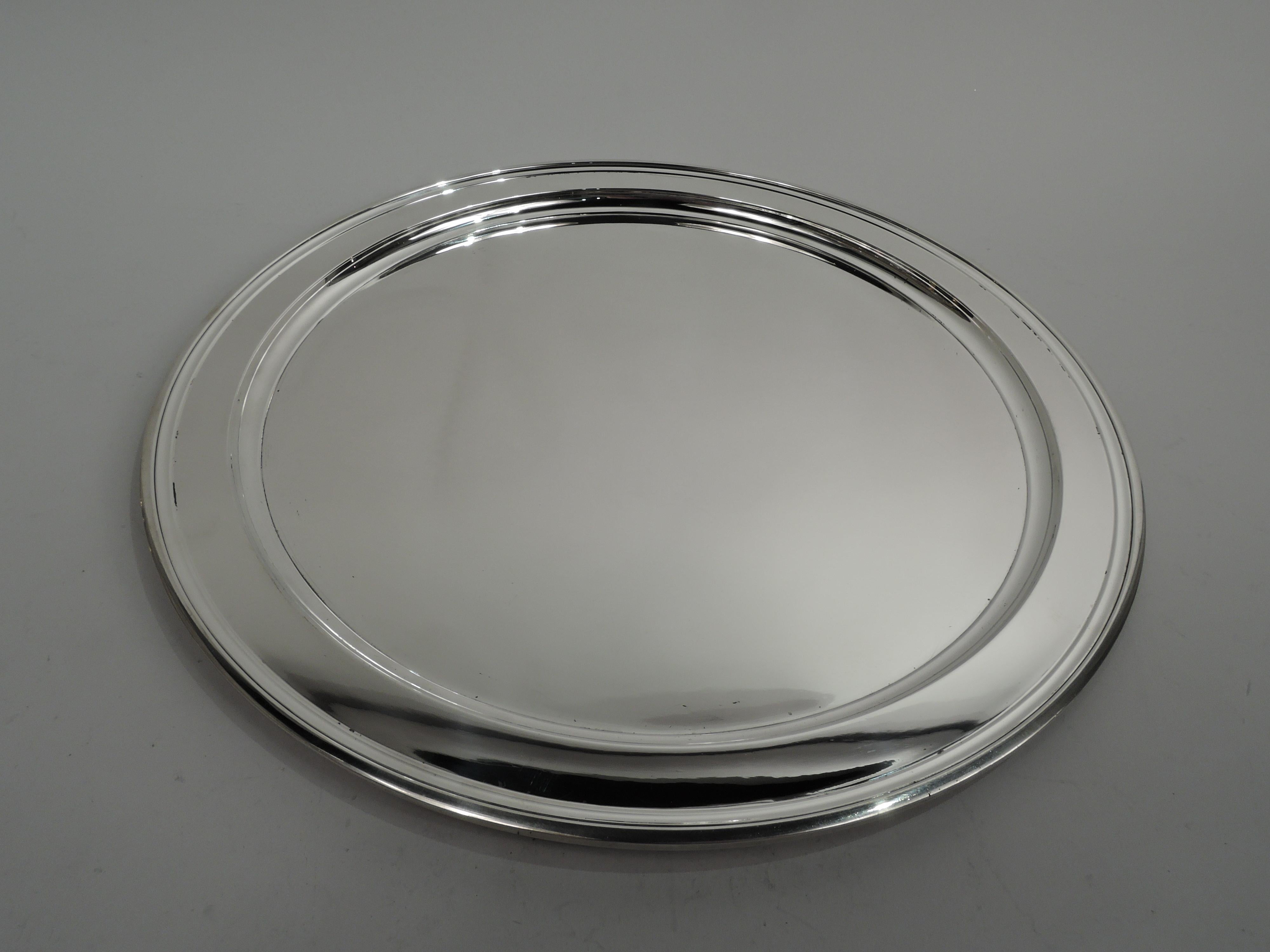 Tiffany Large and Modern Sterling Silver Round Serving Tray For Sale at ...