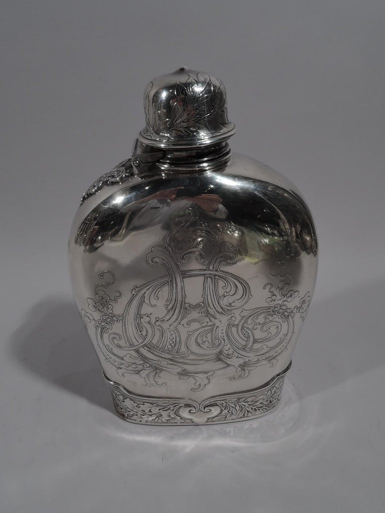 Tiffany Large Antique Sterling Silver Flask with Classical Wrestlers at ...
