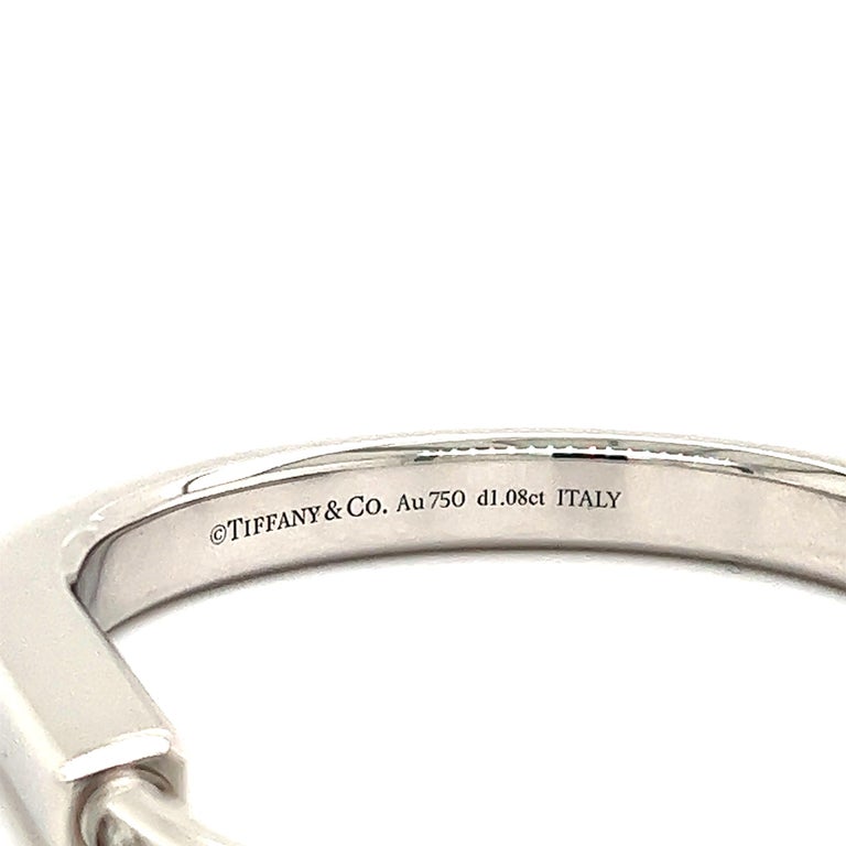 Tiffany Lock Bangle in 18k White Gold with Half Pavé Diamonds at 1stDibs