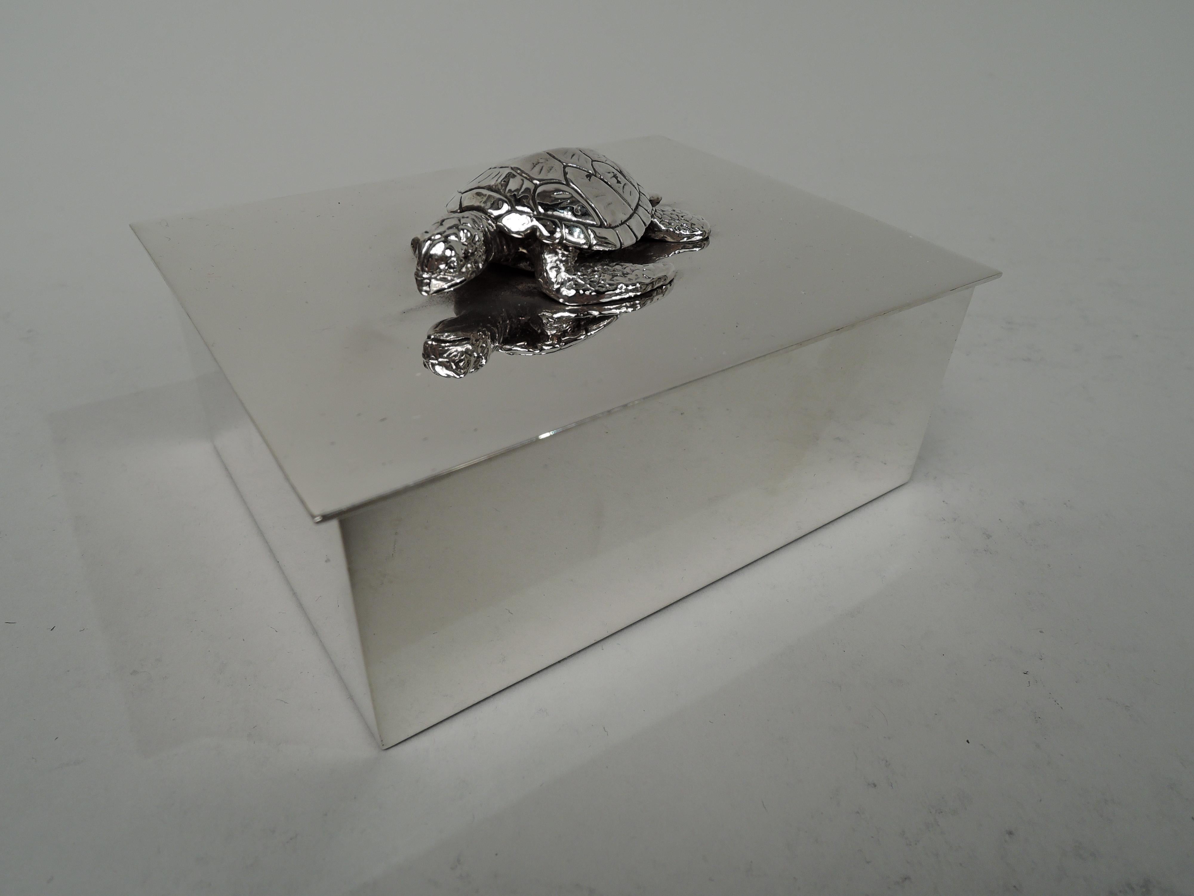 Tiffany Mid-Century Modern Sterling Silver Turtle Box For Sale at 1stDibs