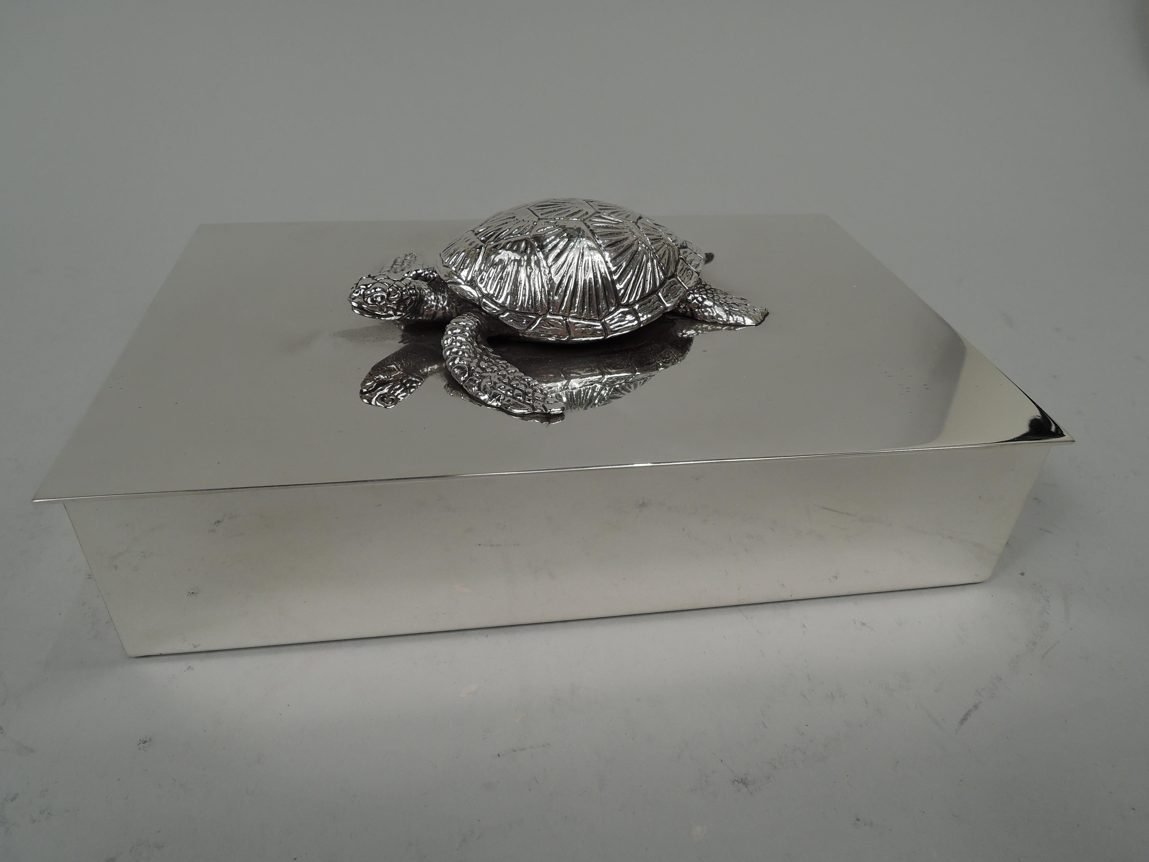 Tiffany Mid-Century Modern Sterling Silver Turtle Box For Sale at 1stDibs